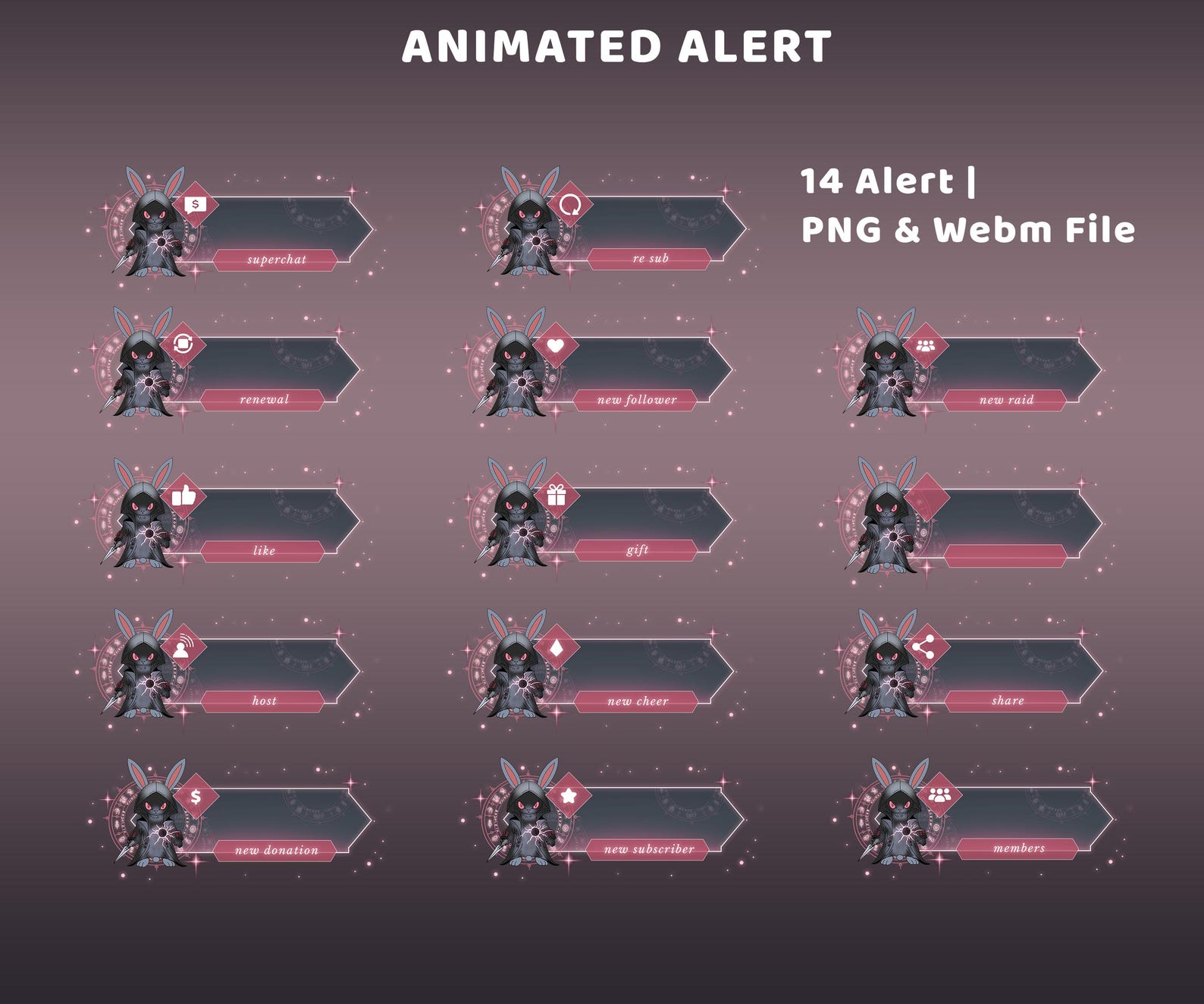 Abyss Bunny Animated Stream Overlay Package, Tiktok Overlay, Schedule ...