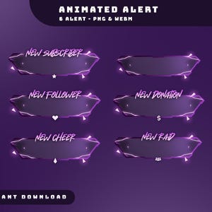 Ultraviolet Burst Animated Stream Overlay Package, Purple Neon Overlay ...