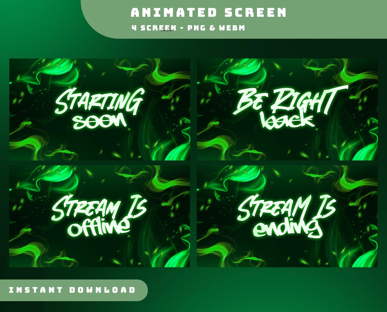 Mystical Green Animated Stream Overlay Package, Green Smoke Overlay ...