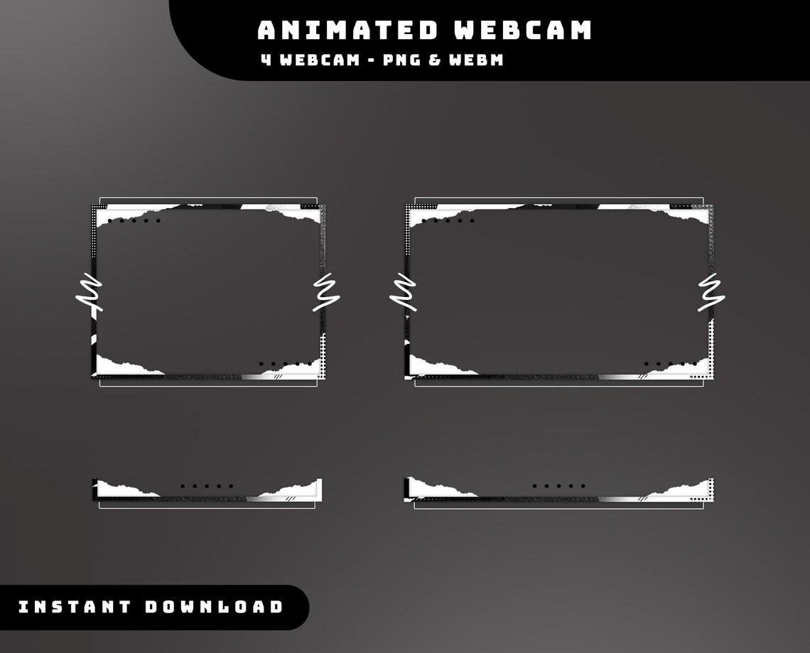 Mono Glitch Animated Stream Overlay Package, Black and White Stream ...