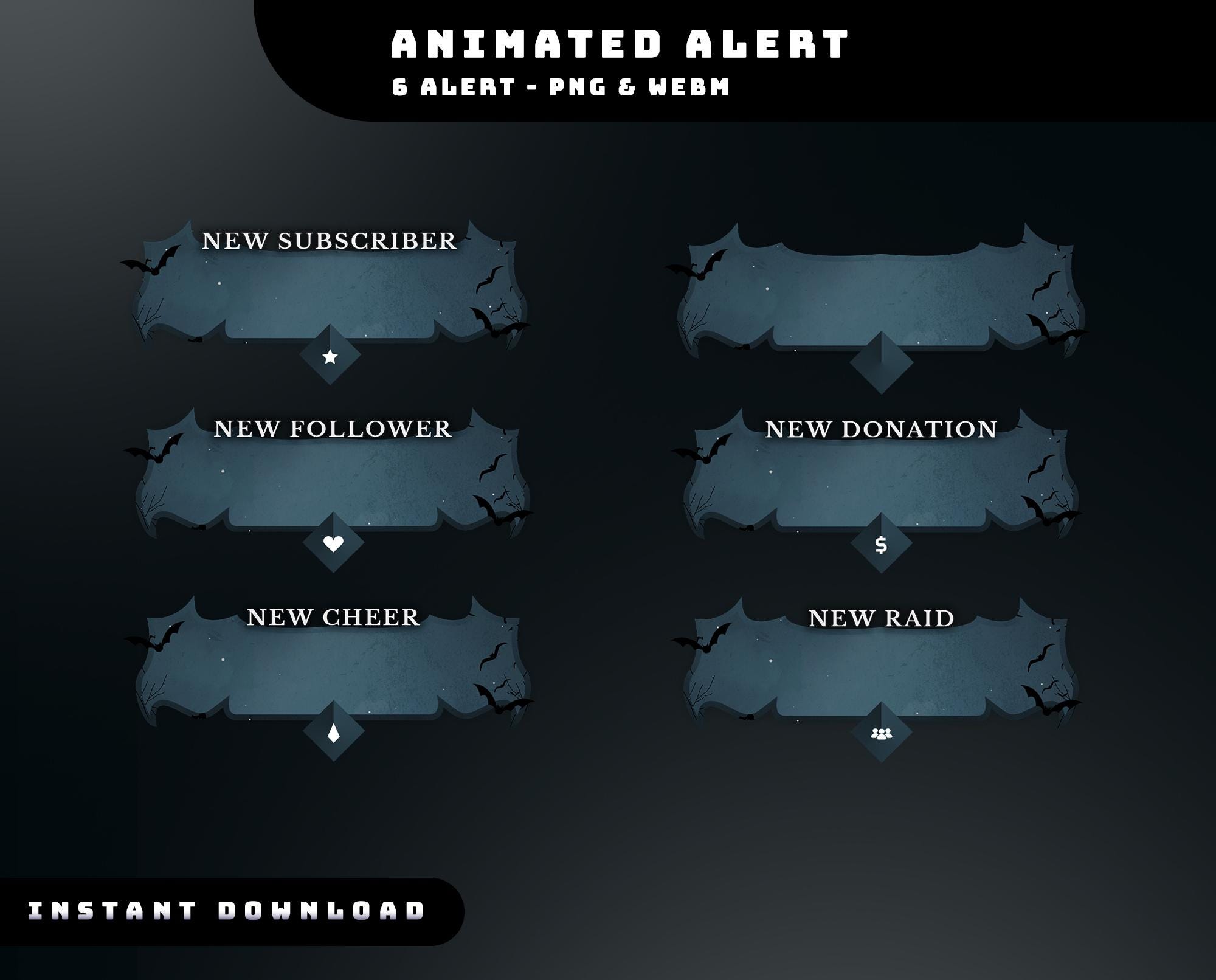 Eerie Nightfall Animated Stream Alert Overlay Package, Gothic Stream ...