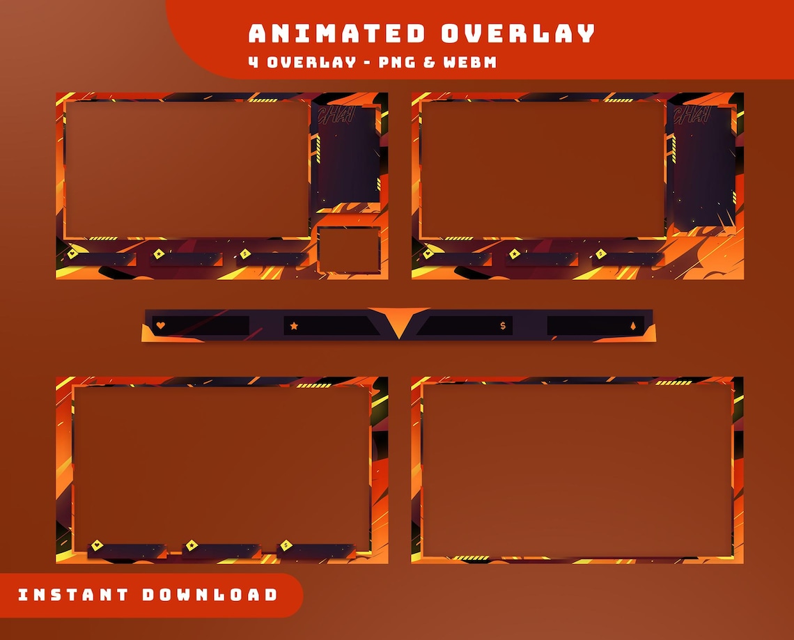 Burning Vortex Animated Stream Overlay Package, Fire Stream Overlay ...