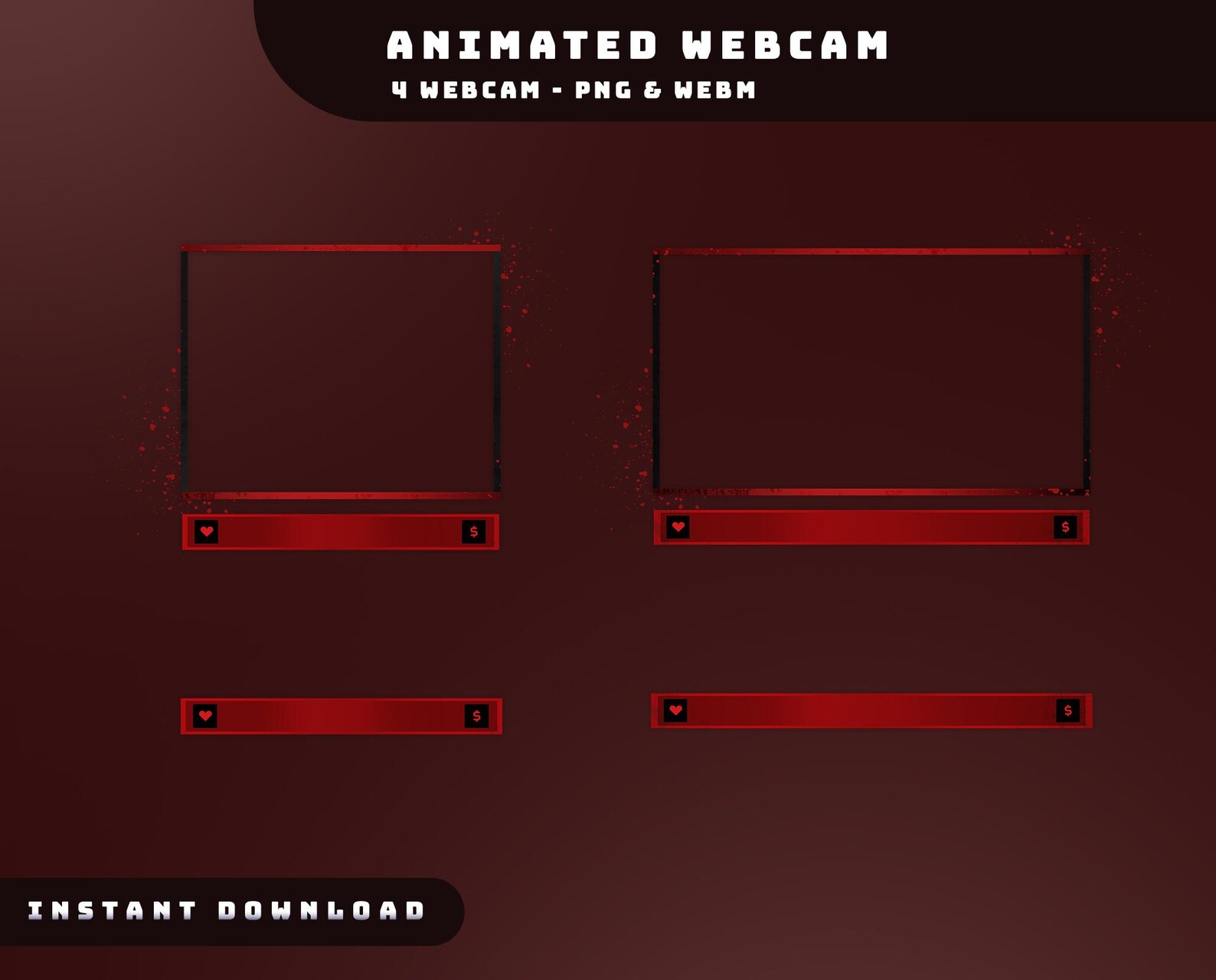 Blood Stain Animated Stream Overlay Package, Red Black Stream, Grunge ...