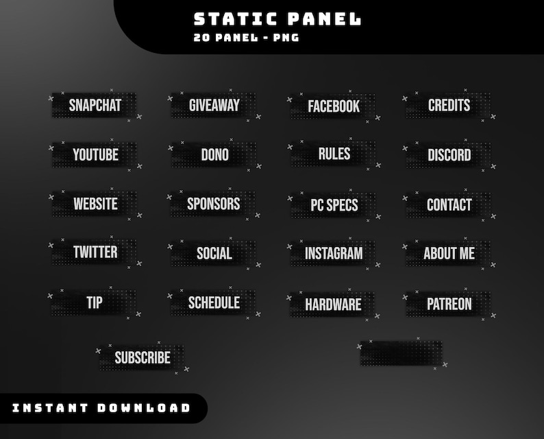 Pixel Noir Animated Stream Overlay Package, Black and White Overlay ...