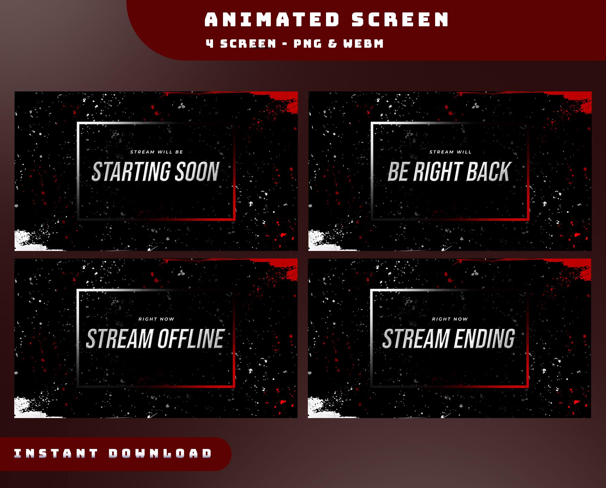Grunge Storm Animated Stream Overlay Package, Red Black Stream Design ...