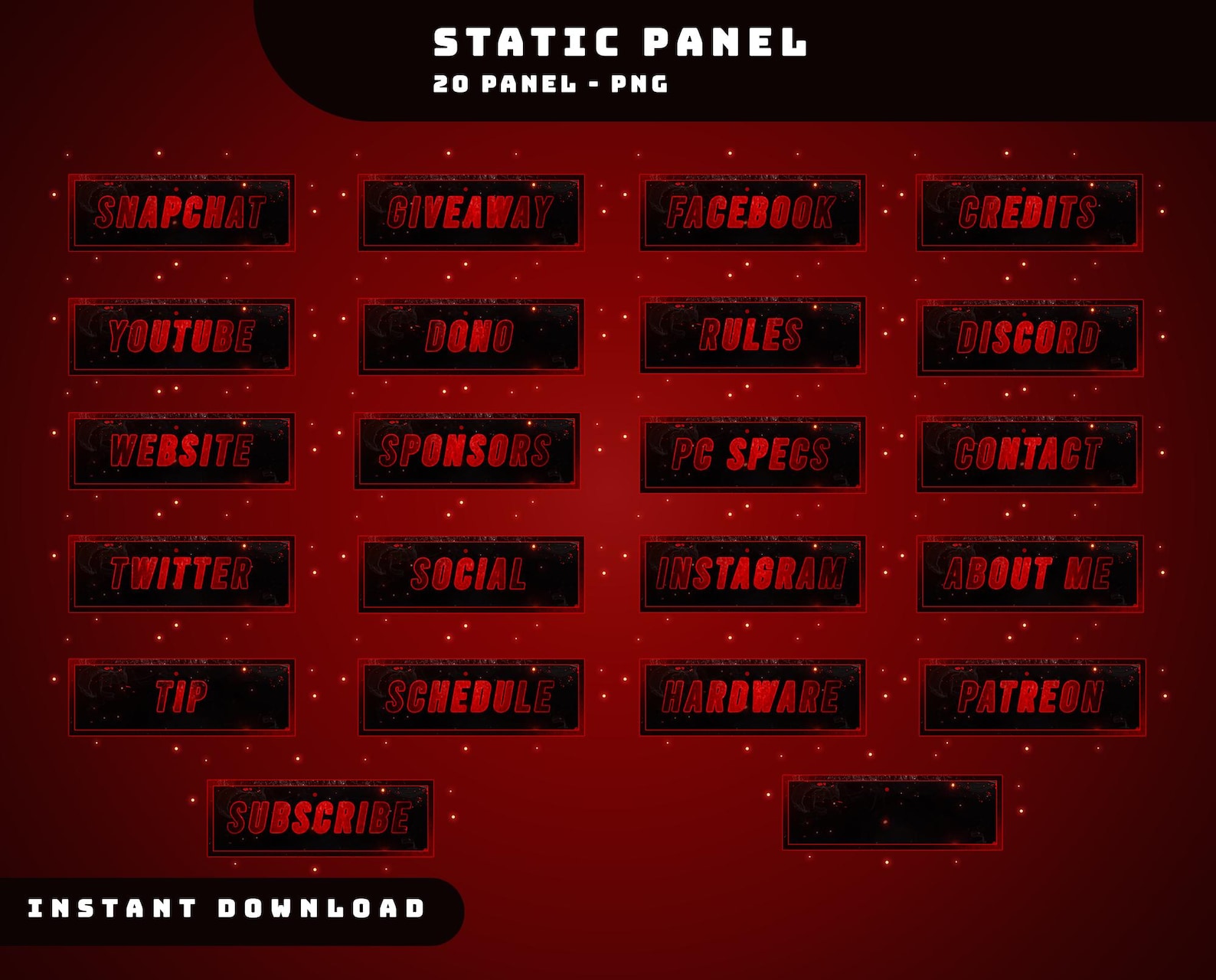 Blood Veil Static Panel Stream Overlay Package, Crimson Flames Darkness ...