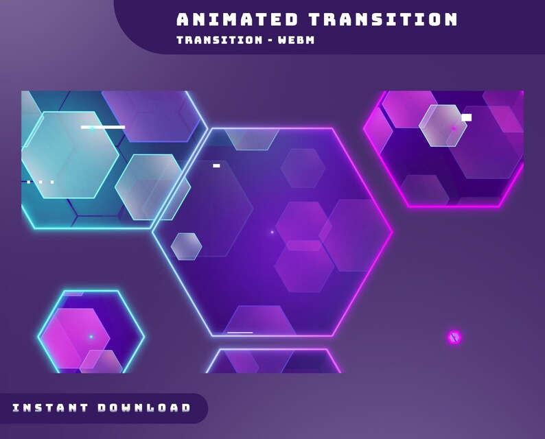 Luminous Hive Animated Stream Overlay Package, Purple Blue Overlay ...
