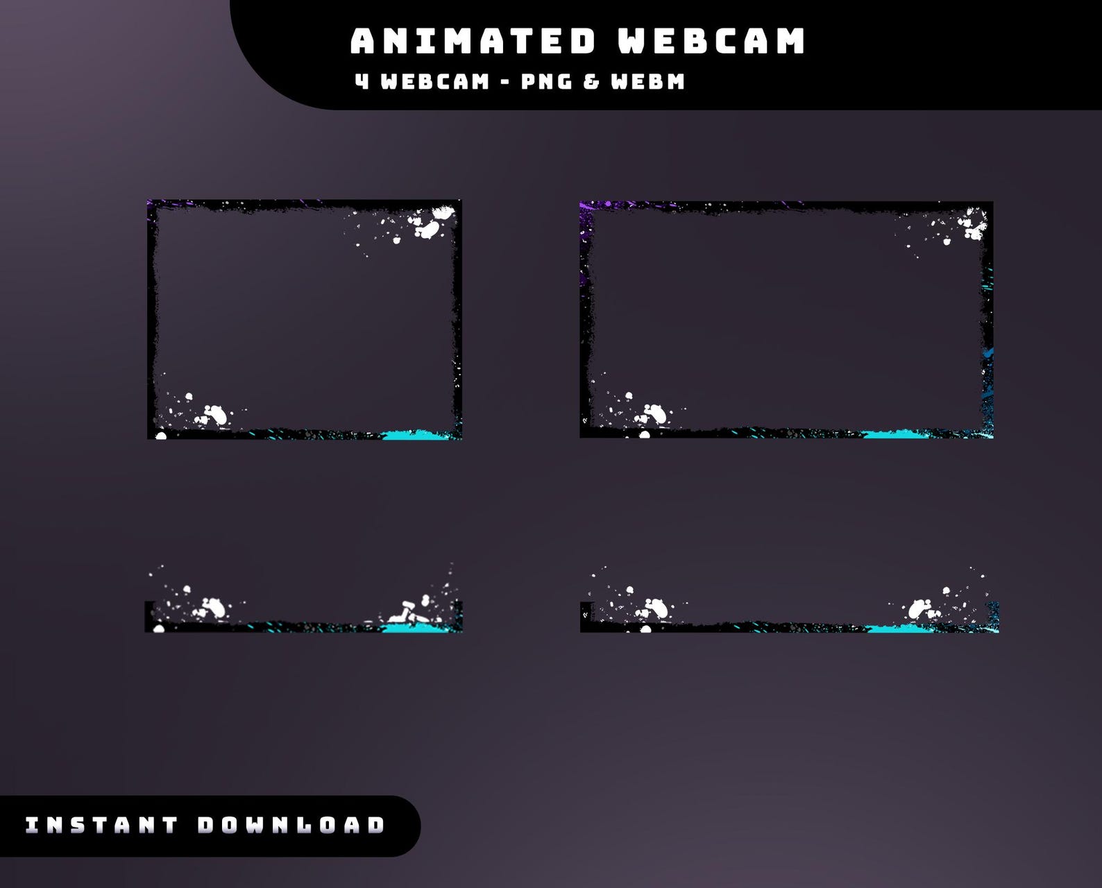 Cryber Splash Animated Stream Overlay Package, Paint Splash Twitch ...