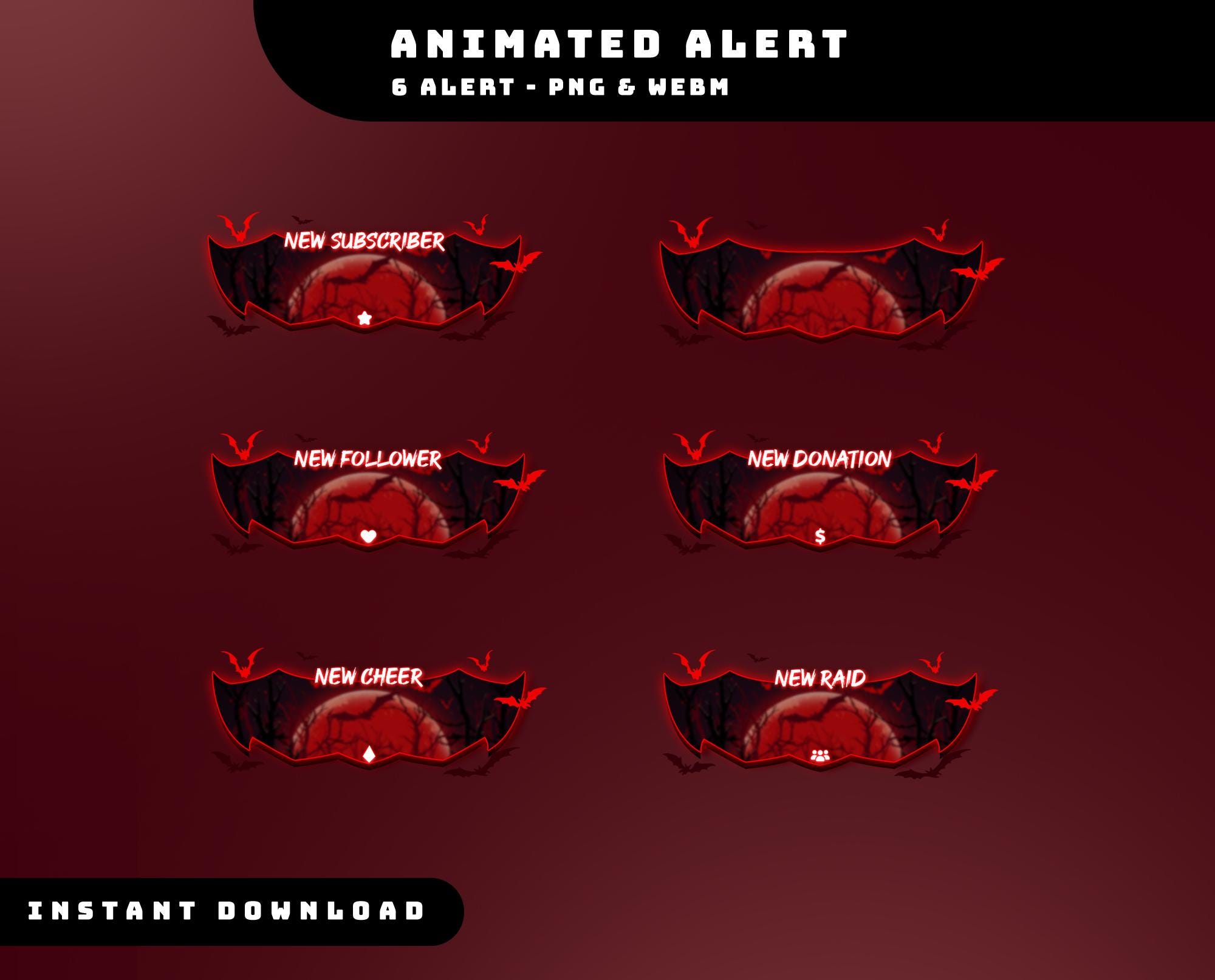 Ghoul Vision Animated Stream Overlay Package, Red Moon Streaming ...