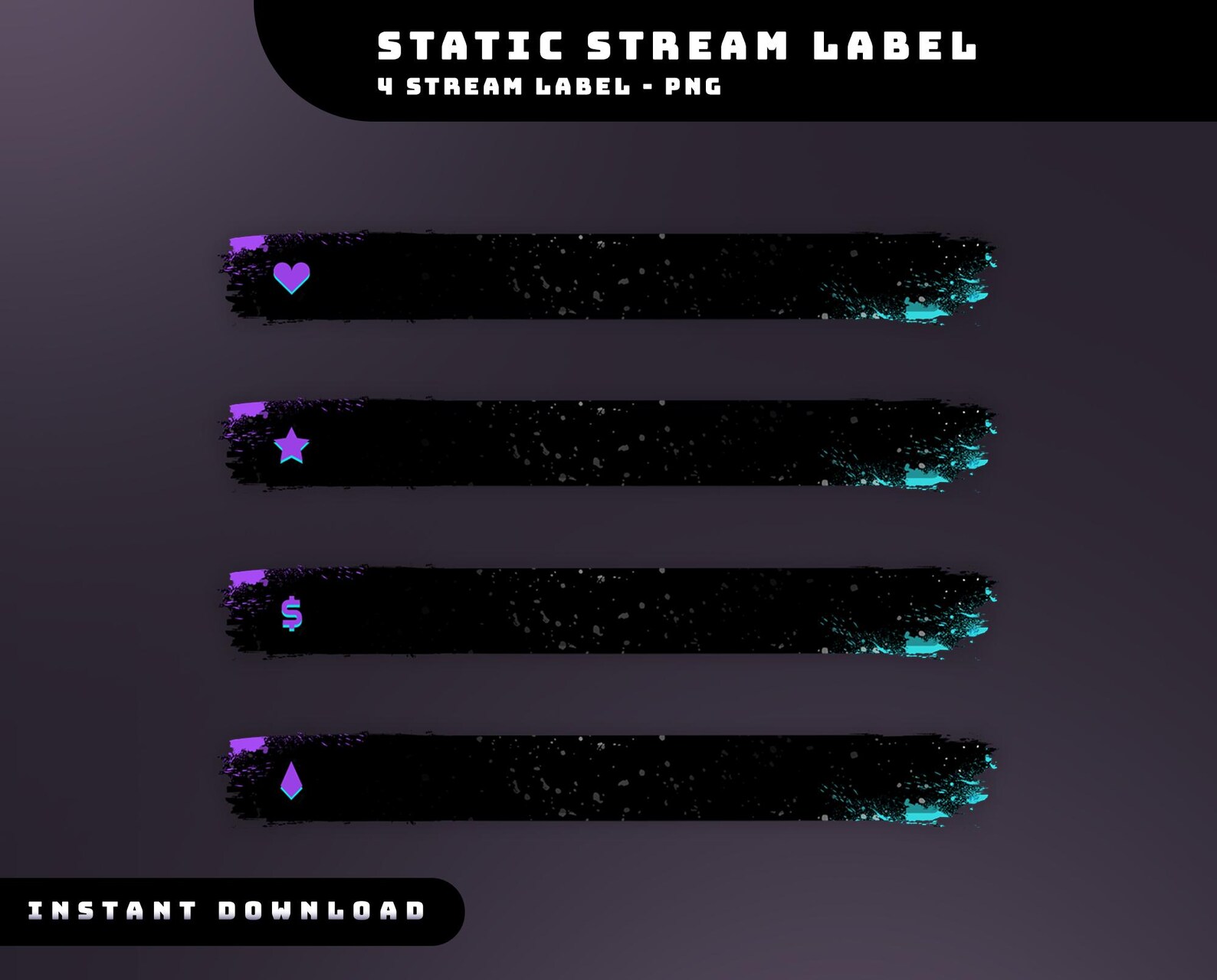 Cryber Splash Animated Stream Overlay Package, Paint Splash Twitch ...