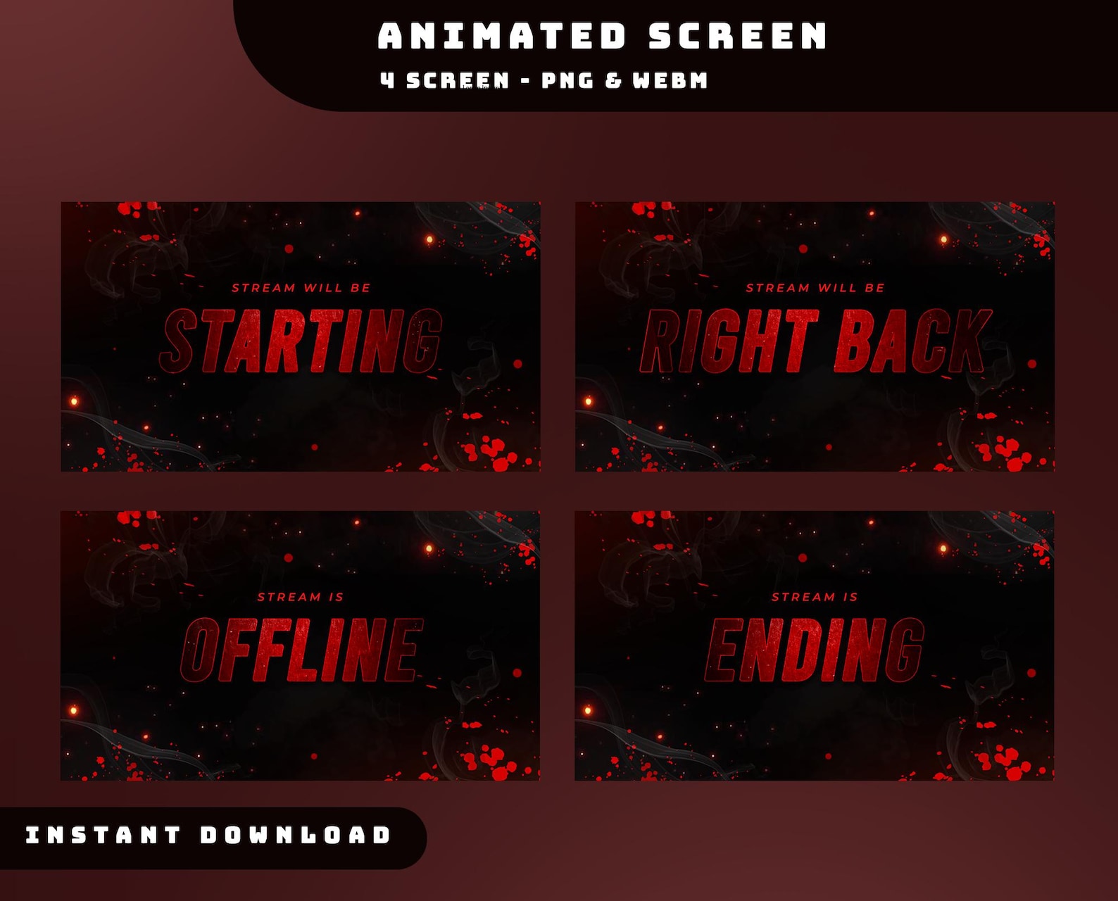 Blood Veil Animated Stream Overlay Package, Crimson Flames Darkness ...
