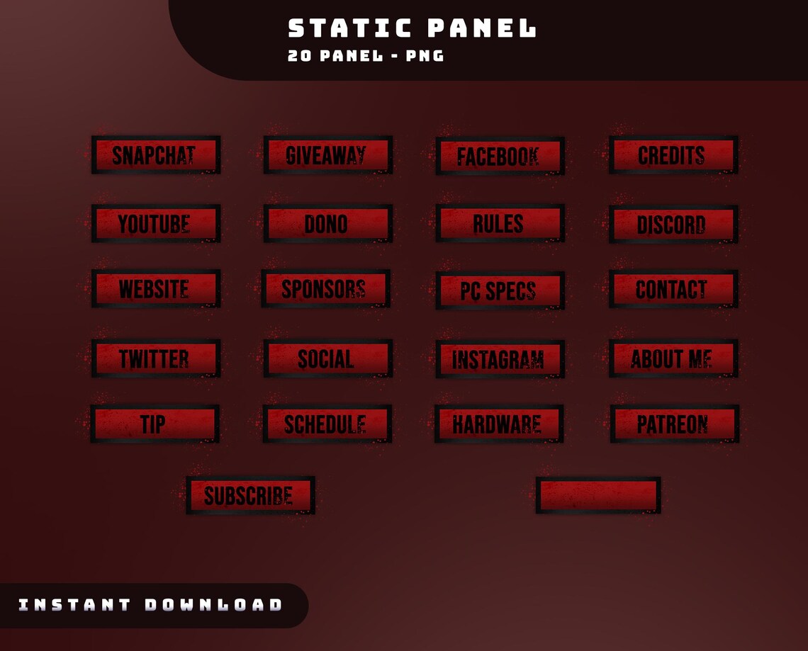 Blood Stain Animated Stream Overlay Package, Red Black Stream, Grunge ...