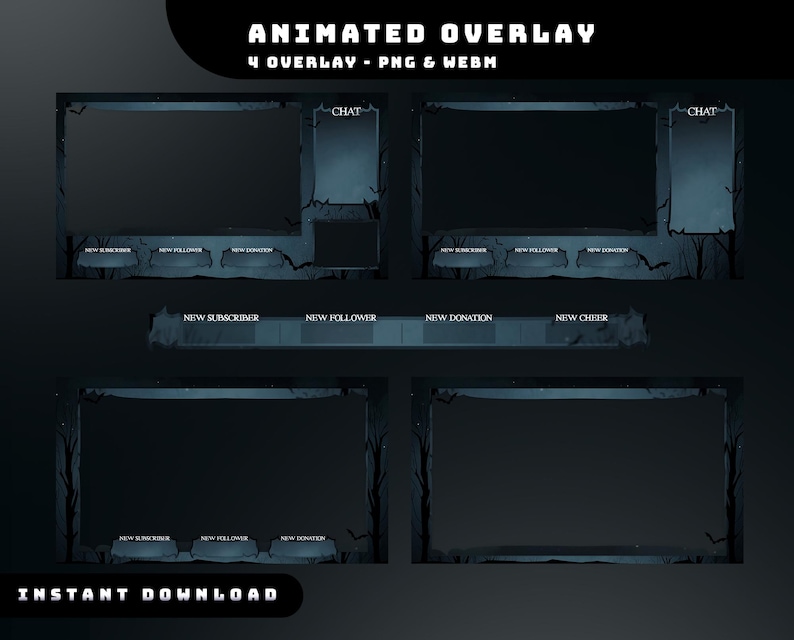 Eerie Nightfall Animated Stream Overlay Package, Horror Twitch Overlay ...