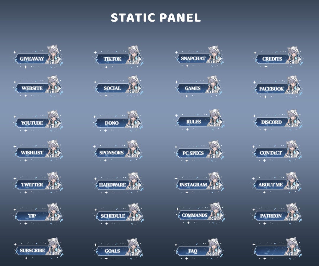 Blue Comet Static Panel Stream Overlay Package, Blue Glow Aesthetic ...