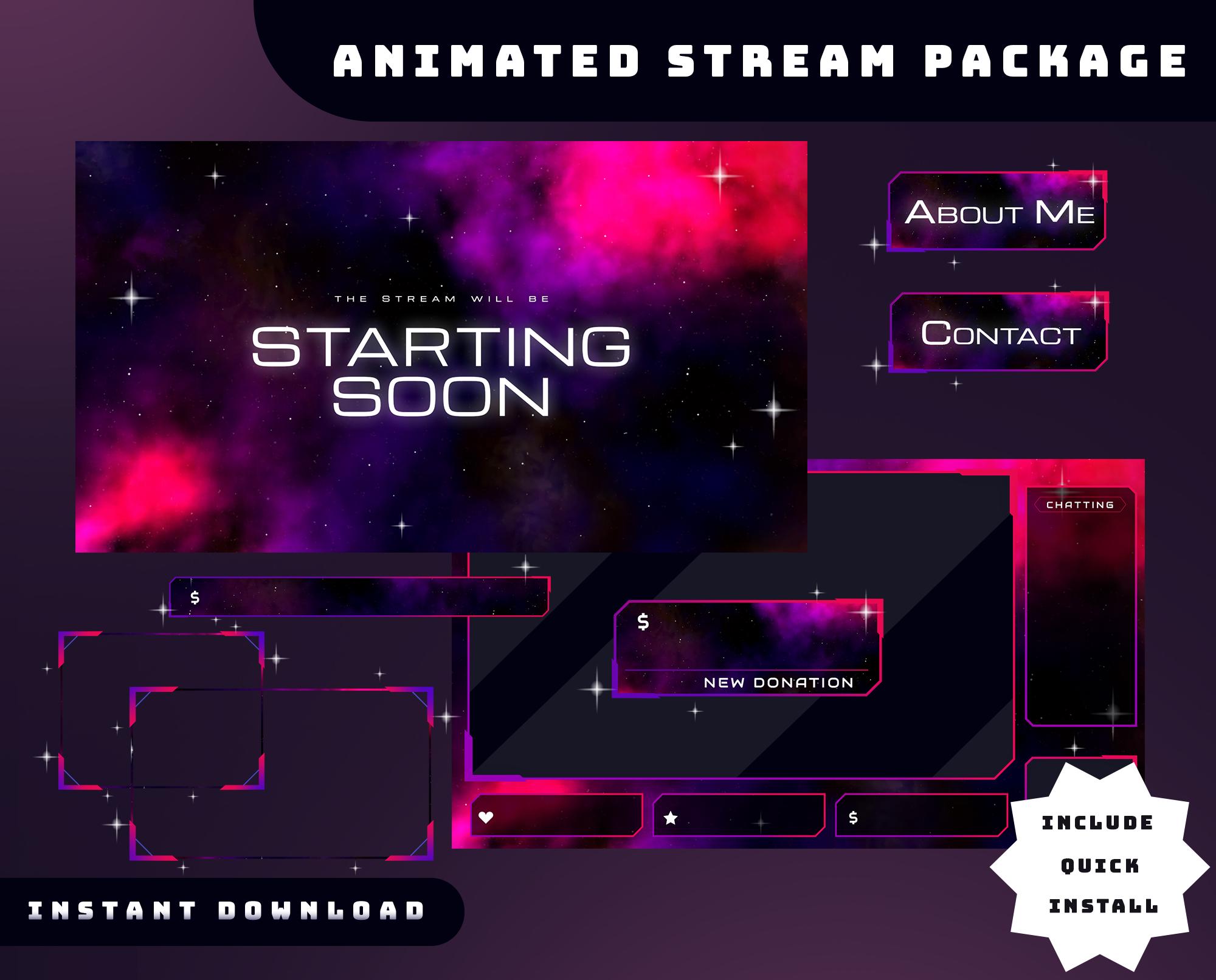 Aurora Void Animated Stream Overlay Package, Galaxy Gradient Twitch ...