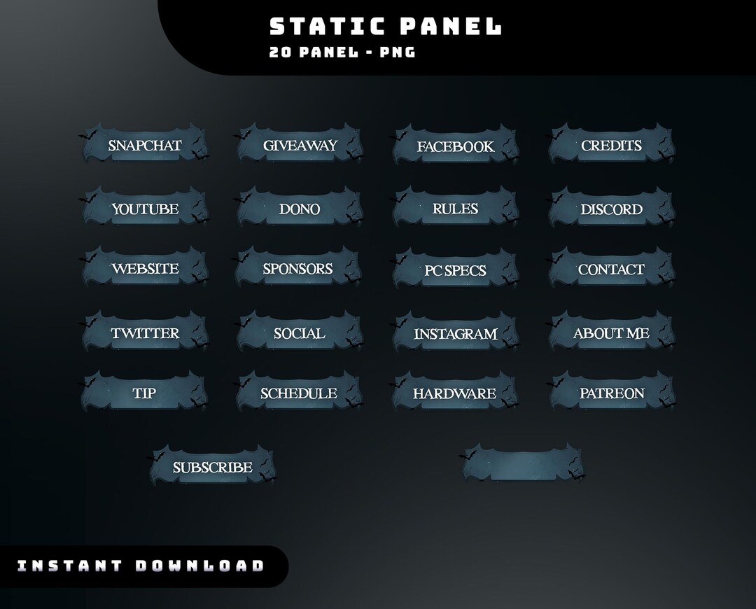 Eerie Nightfall Static Panel Stream Overlay Package, Halloween Dark ...