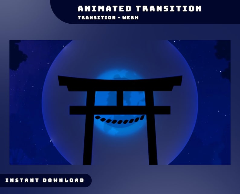 Torri Night Animated Stream Overlay Package, Blue Night Sky Overlay ...