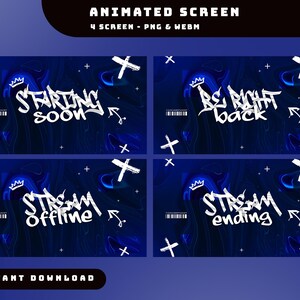 Blue Euphoria Animated Stream Overlay Package, Flow Art Gaming Overlay ...