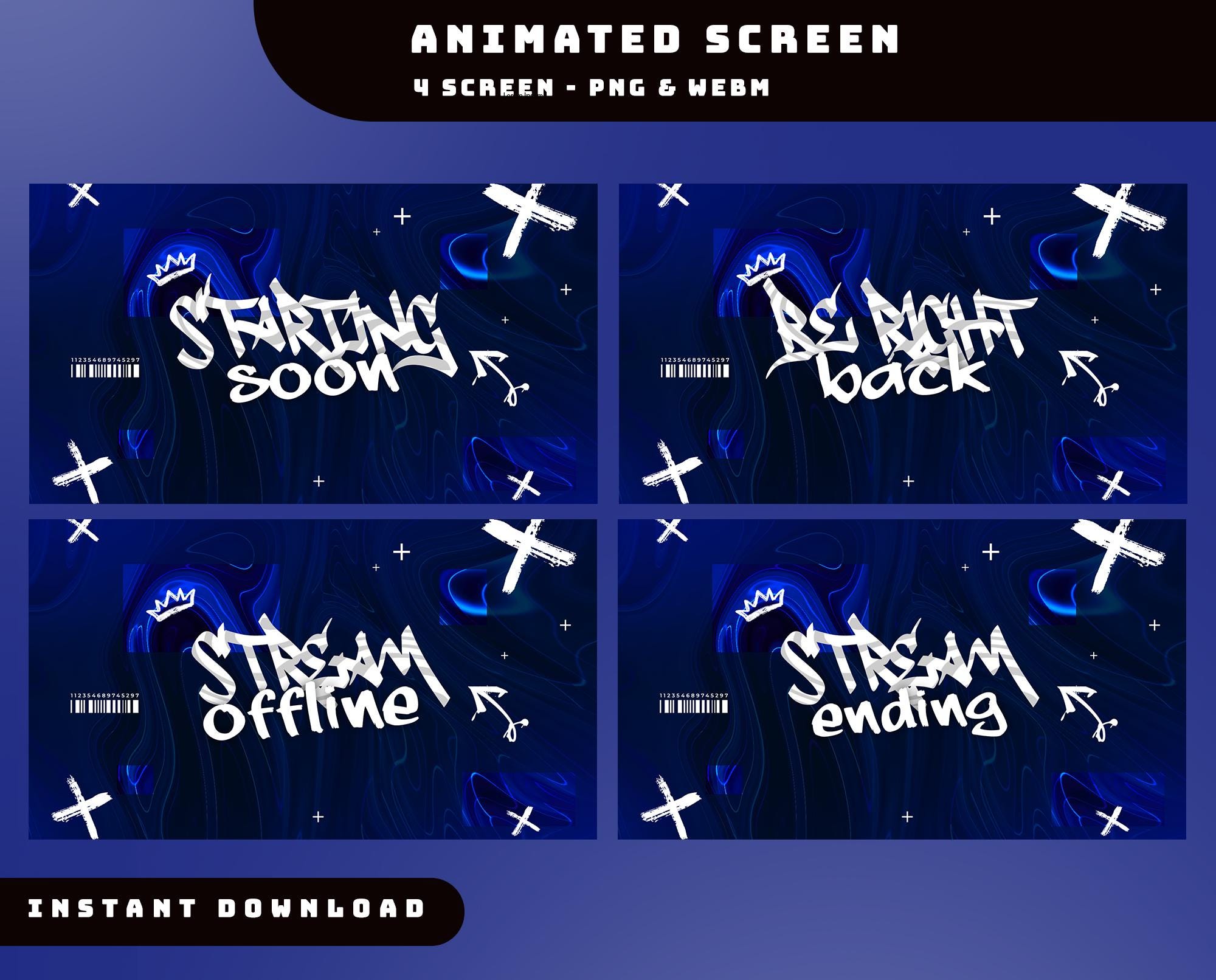 Blue Euphoria Animated Stream Overlay Package, Flow Art Gaming Overlay ...