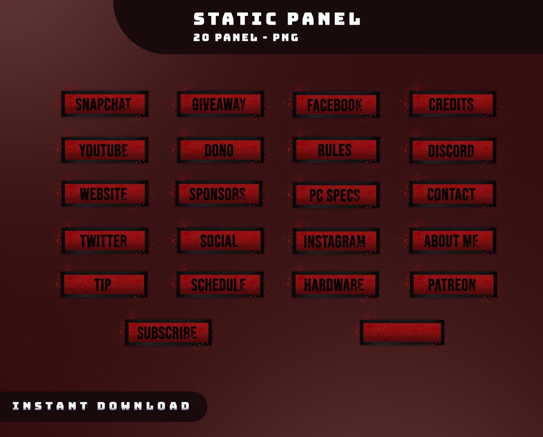 Blood Stain Static Panel Stream Overlay Package, Red Black Panel ...