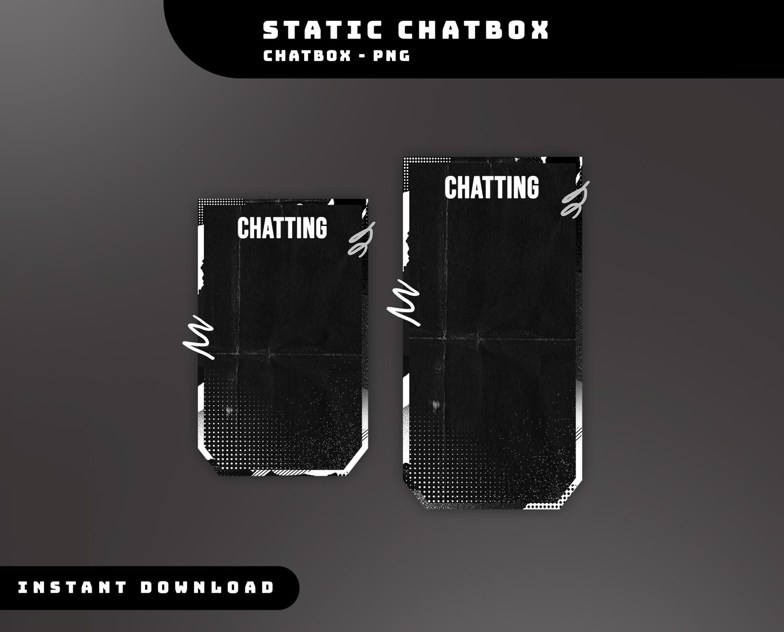 Mono Glitch Animated Stream Overlay Package, Black and White Stream ...