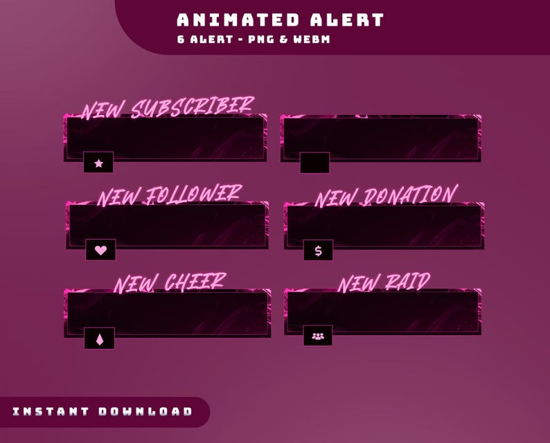 Neon Shards Animated Stream Overlay Package, Neon Pink Stream, Animated ...
