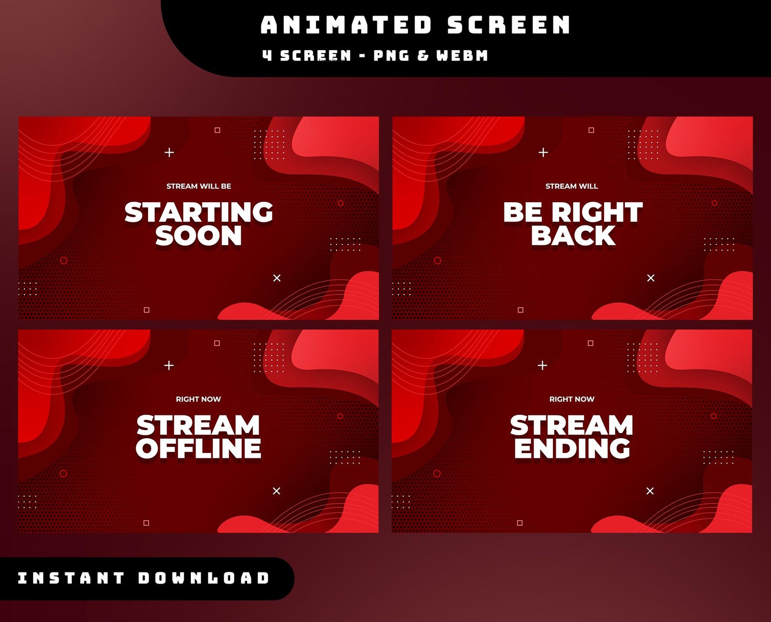 Red Line Animated Stream Overlay Package, Dark Red Streaming Overlay ...