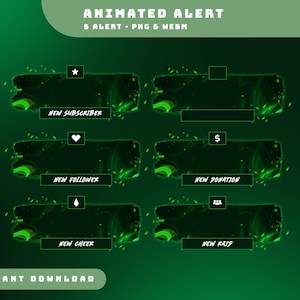Mystical Green Animated Stream Overlay Package, Green Smoke Overlay ...