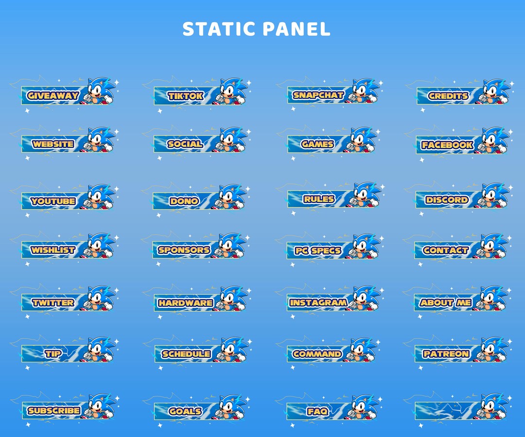 Speed Runner Static Panel Stream Overlay Package, Speed Gaming Panel ...