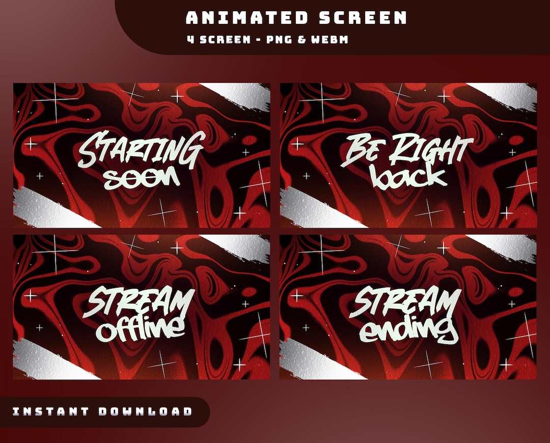 Scarlet Vortex Animated Stream Screen Overlay Package, Red Stream ...