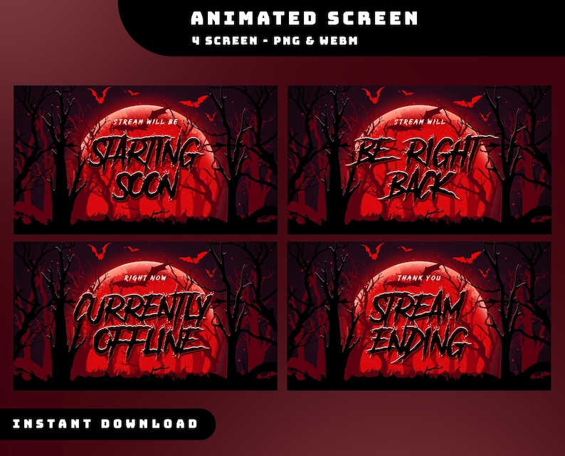 Ghoul Vision Animated Stream Overlay Package, Red Moon Streaming ...