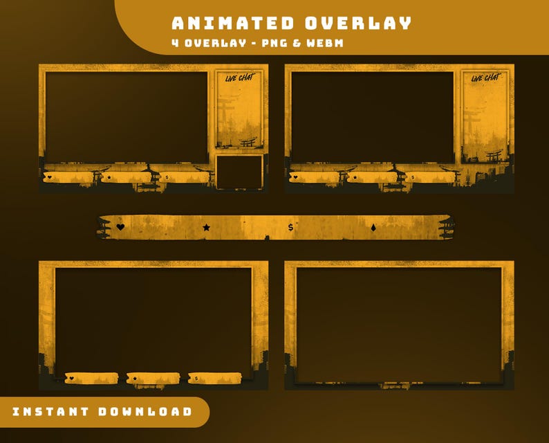 Saffron City Animated Stream Overlay Package, Ink Brush Design Stream ...