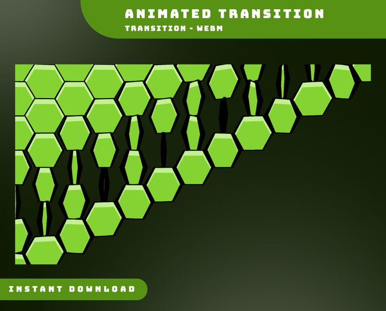 Neon Hexagrid Animated Stream Overlay Package, Green Neon Stream Gaming ...