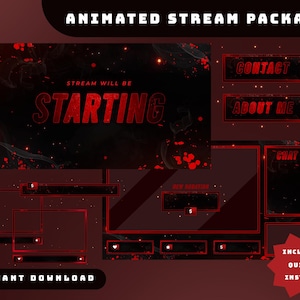 Blood Veil Animated Stream Overlay Package, Crimson Flames Darkness ...