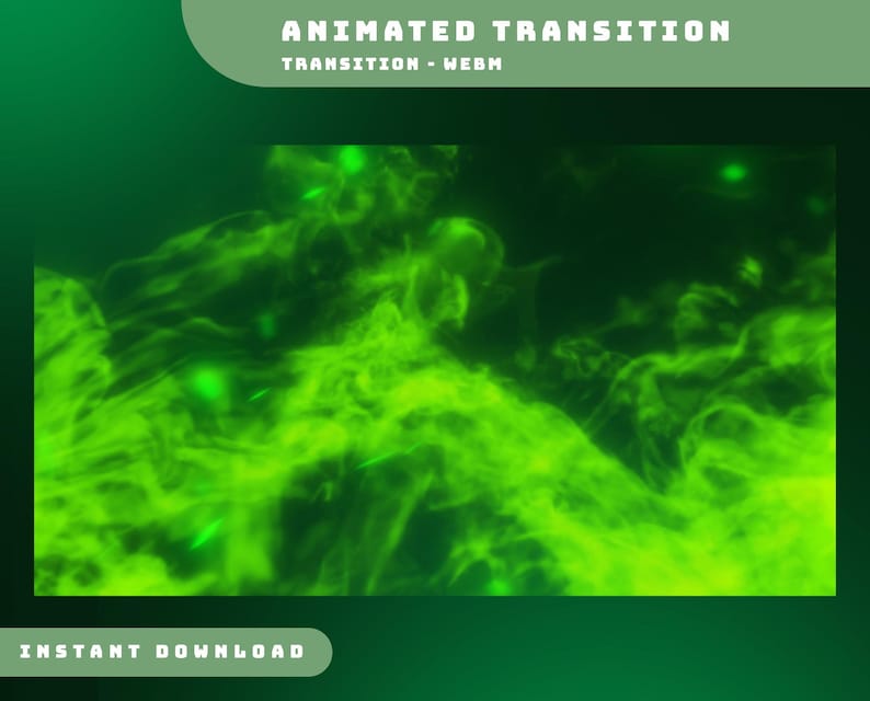 Mystical Green Animated Stream Overlay Package, Green Smoke Overlay ...