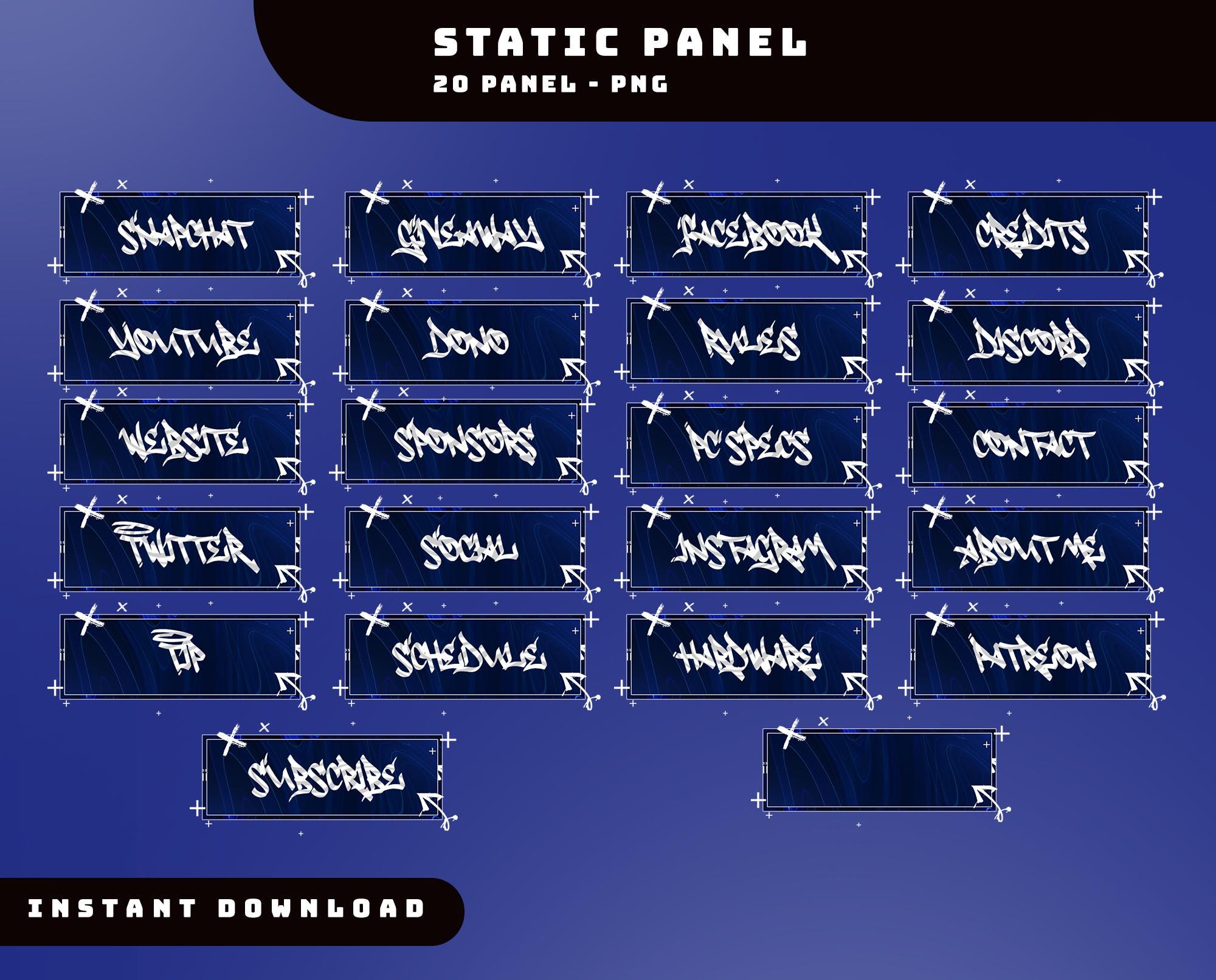 Blue Euphoria Animated Stream Overlay Package, Flow Art Gaming Overlay ...