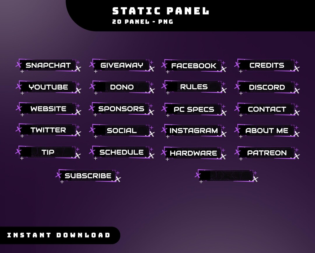 Purple Flux Static Panel Stream Overlay Package, Purple Gaming Overlay ...