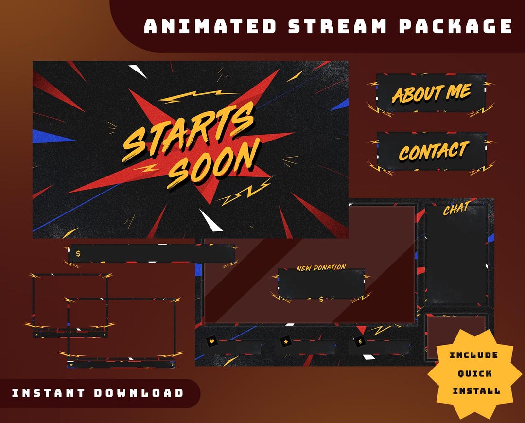 Blast Impact Animated Stream Overlay Package, Explosion Art Twitch ...