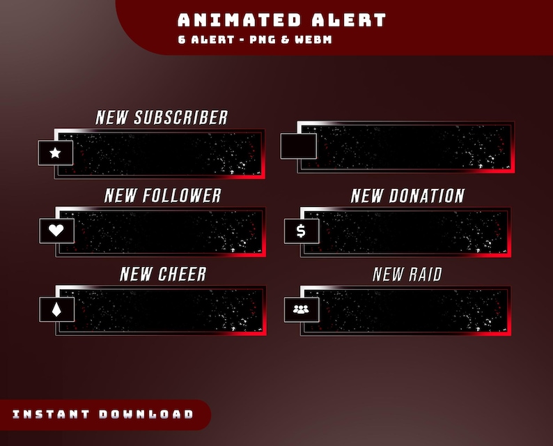 Grunge Storm Animated Stream Overlay Package, Red Black Stream Design ...