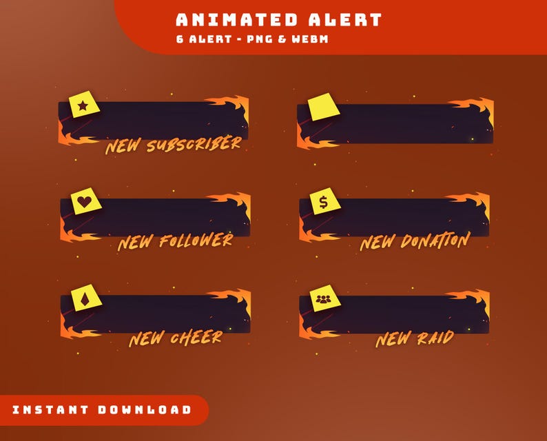 Burning Vortex Animated Stream Overlay Package, Fire Stream Overlay ...