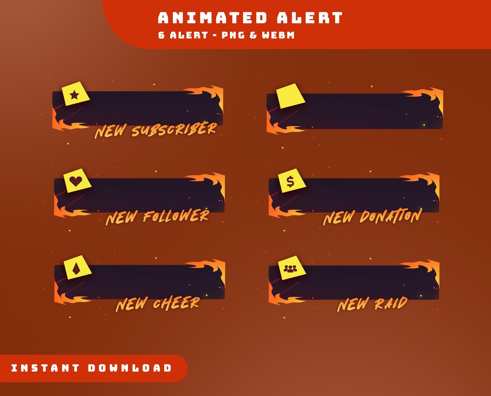 Burning Vortex Animated Stream Overlay Package, Fire Stream Overlay ...