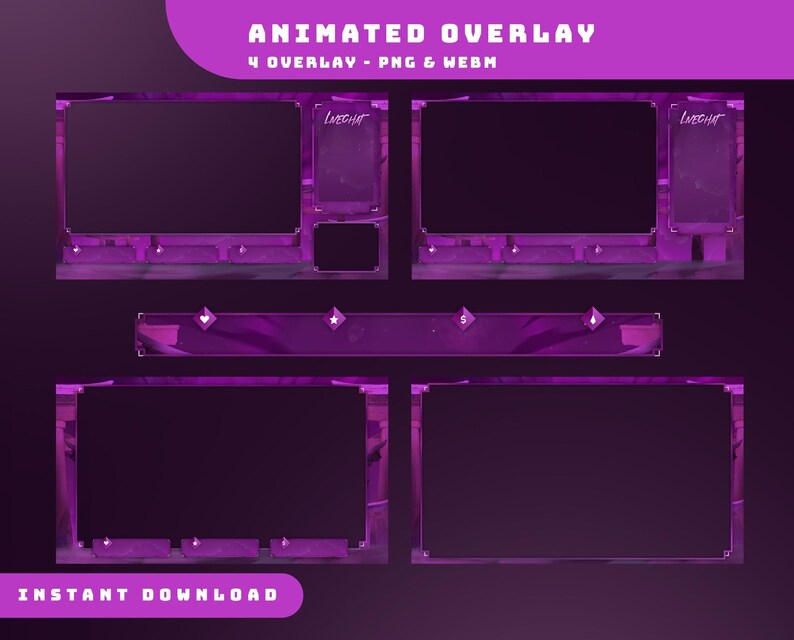 Astral Gate Animated Stream Overlay Package, Purple Realm Stream Overlay, Cyber Mystic Vtuber ...