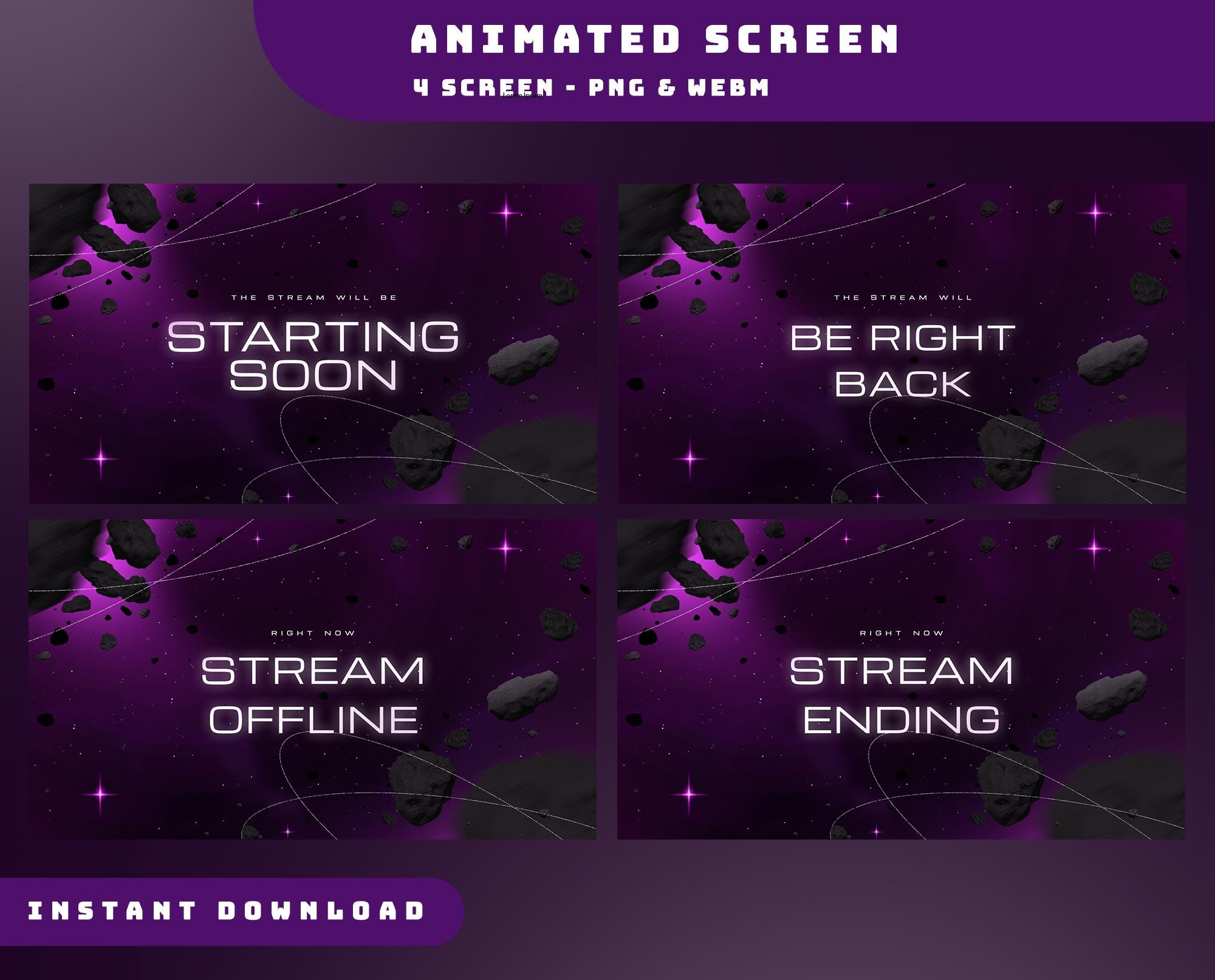 Galaxium Surge Animated Stream Overlay Package, Space Theme Stream ...