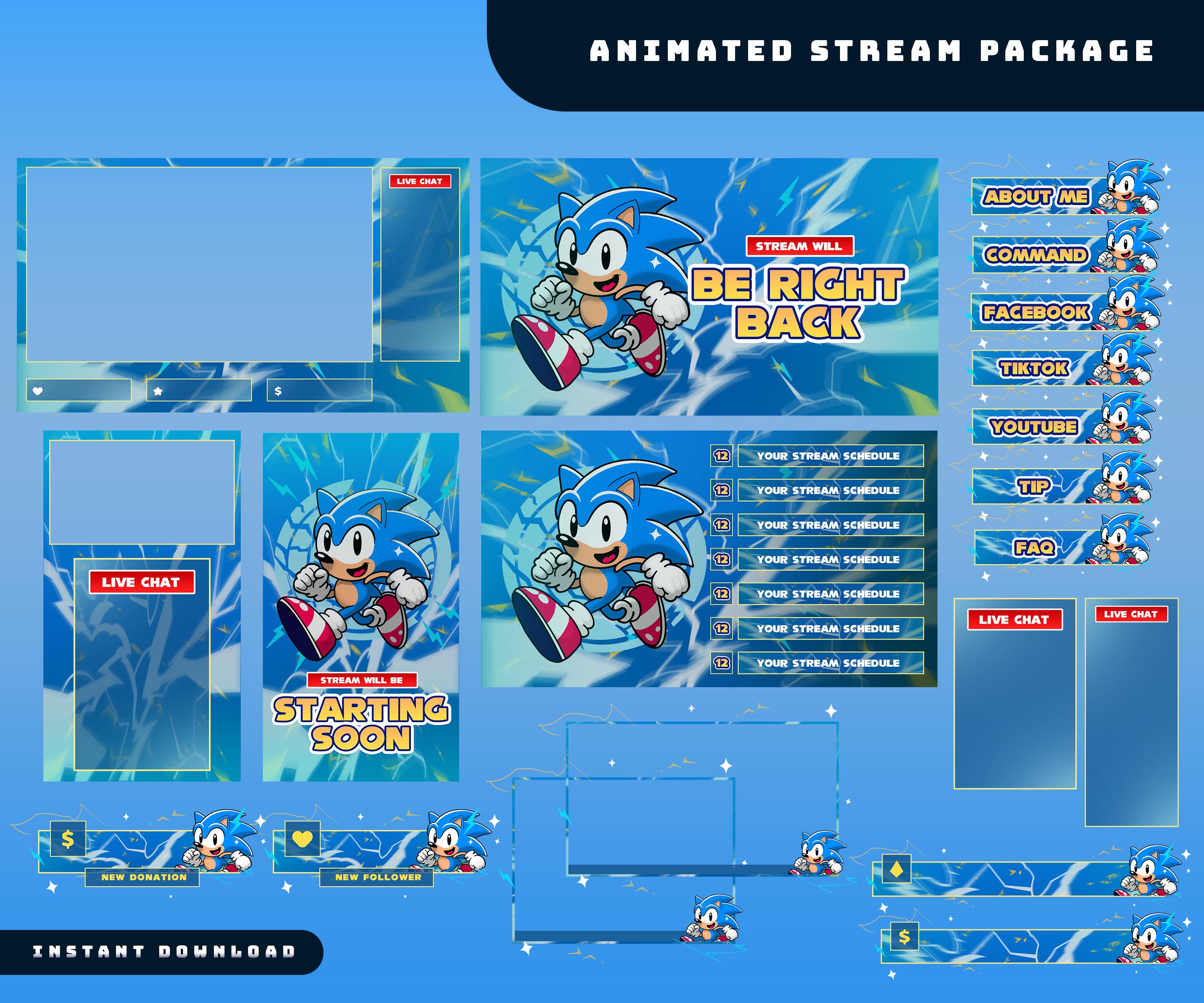 Speed Runner Animated Stream Overlay Package, Blue Theme Stream ...