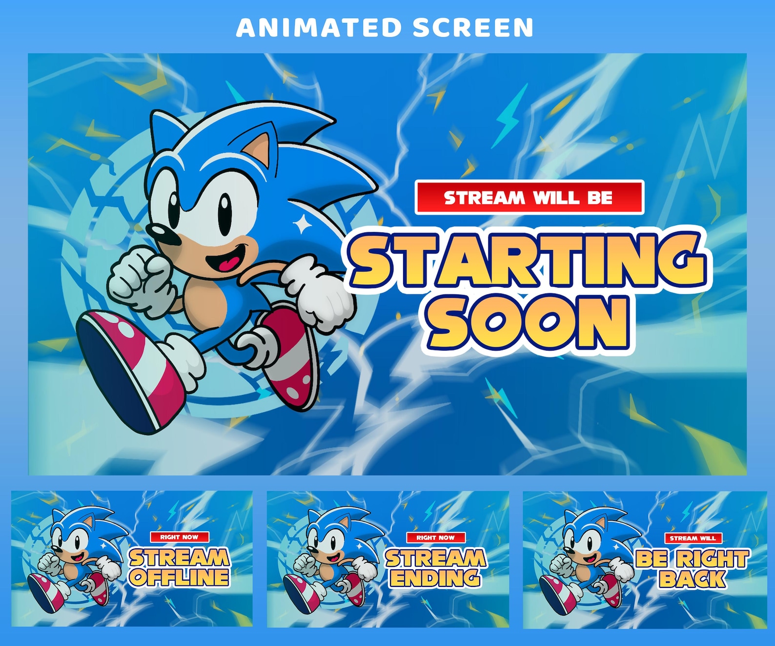 Speed Runner Animated Stream Overlay Package, Blue Theme Stream ...