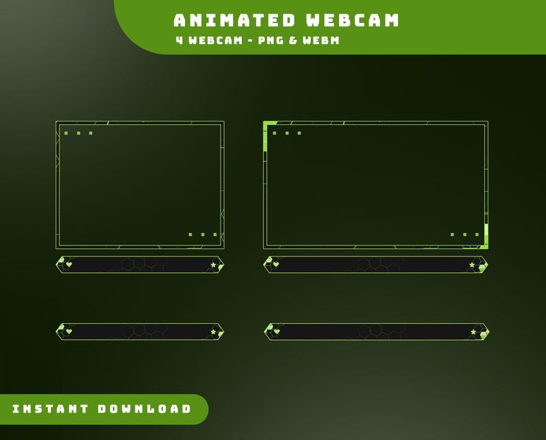 Neon Hexagrid Animated Stream Overlay Package, Green Neon Stream Gaming ...