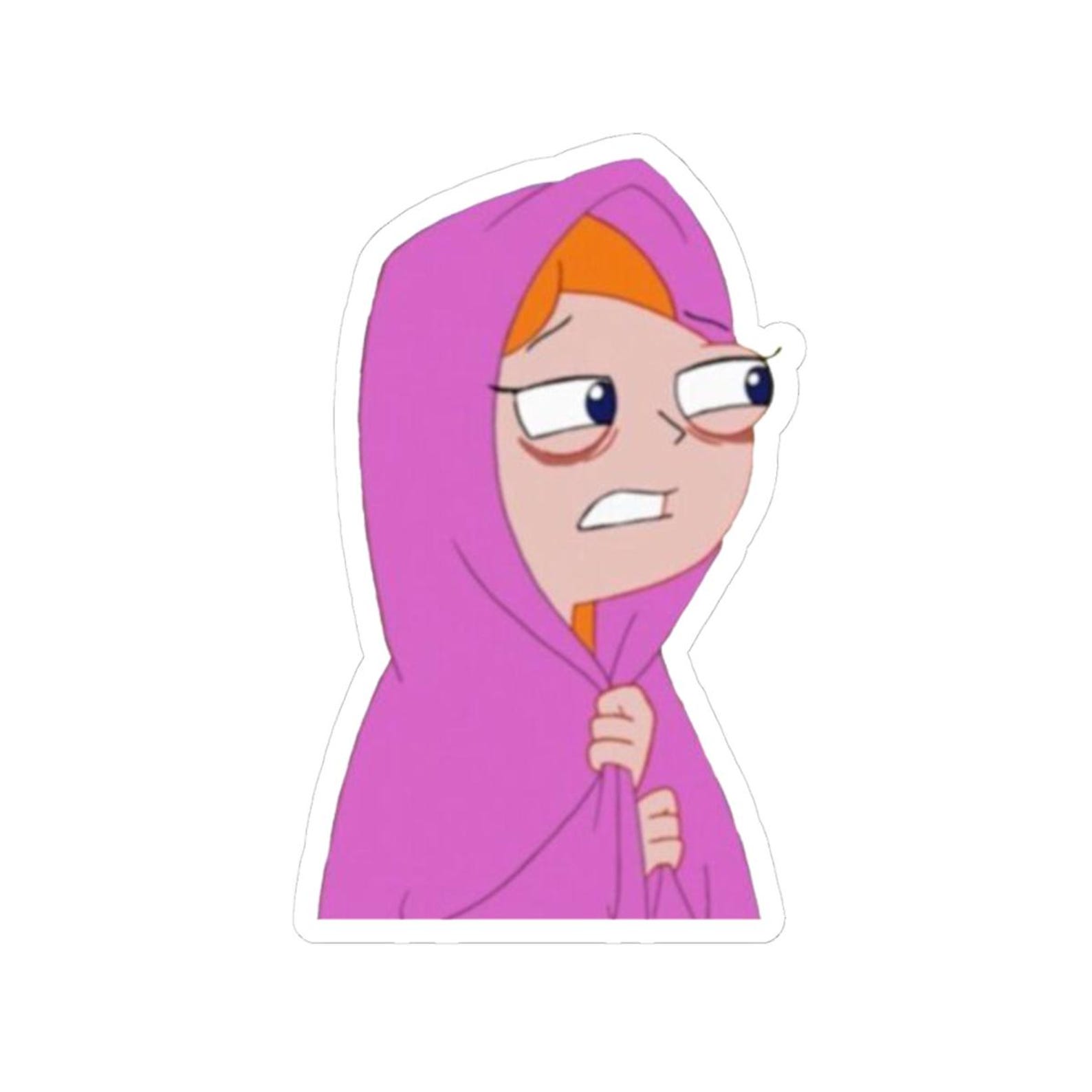 Phineas and Ferb Candace Tired Meme Kiss-cut Sticker, Funny Cartoon ...