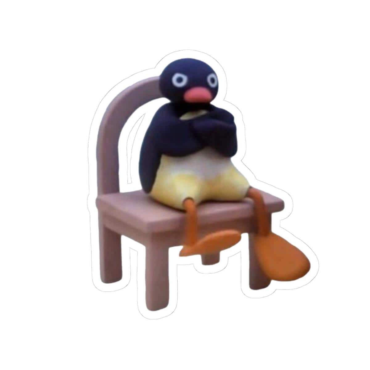 Pingu Angry Chair Kiss-cut Sticker, Meme Sticker, Funny Cartoon Decal ...