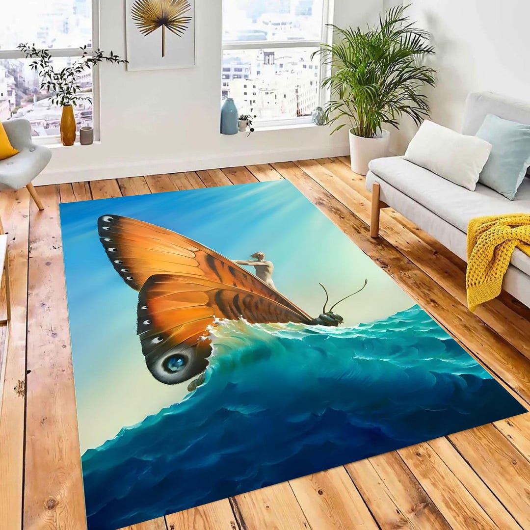 Surreal Butterfly Art Rug: Vladimir Kush Reproduction, Bamboo Fiber - Etsy