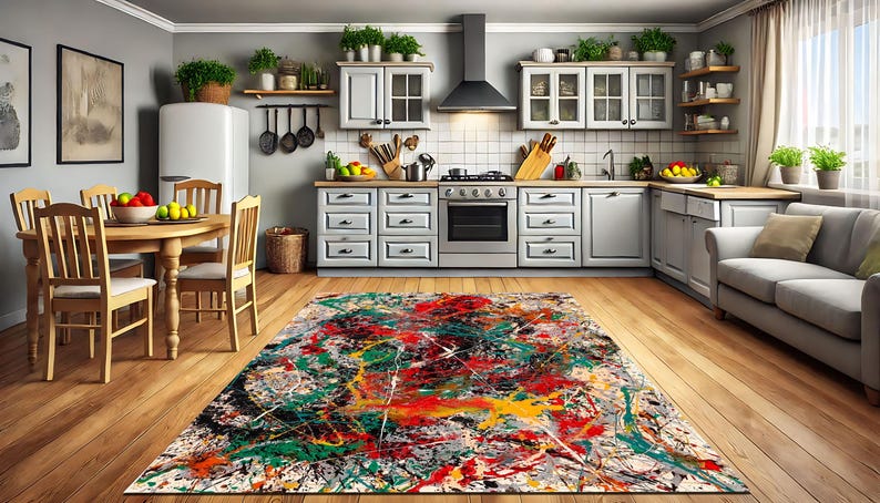 Jackson Pollock Art Bamboo Rug,modern Abstract Splatter Print,pollock ...